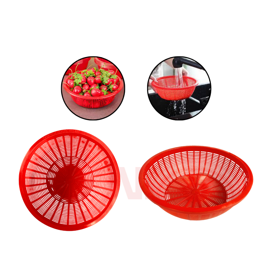 Round Colander Basket / Fruit Vegetable Strainer / Tapis Bulat Plastik ...