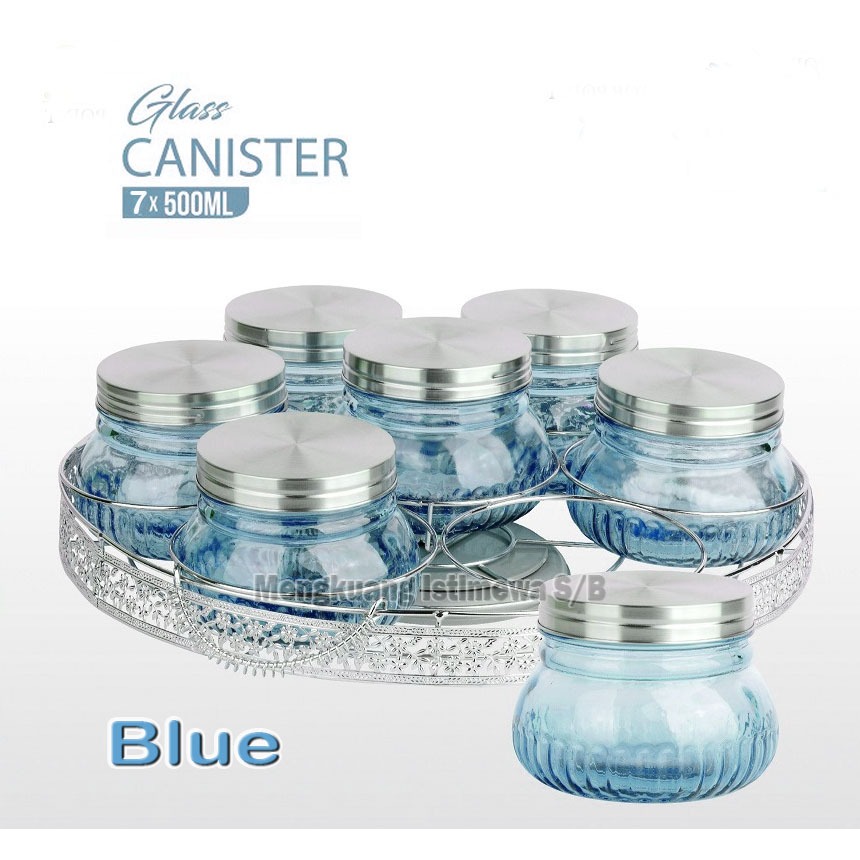 7pc 550ml Glass Storage Jars with Airtight Glass Lid, with rack ,Glass ...