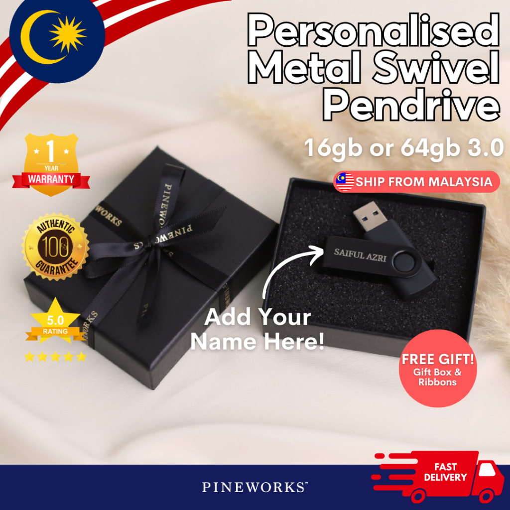USB Pendrive Name Laser Engraving Gift Free Gift Box Flash Drive ...
