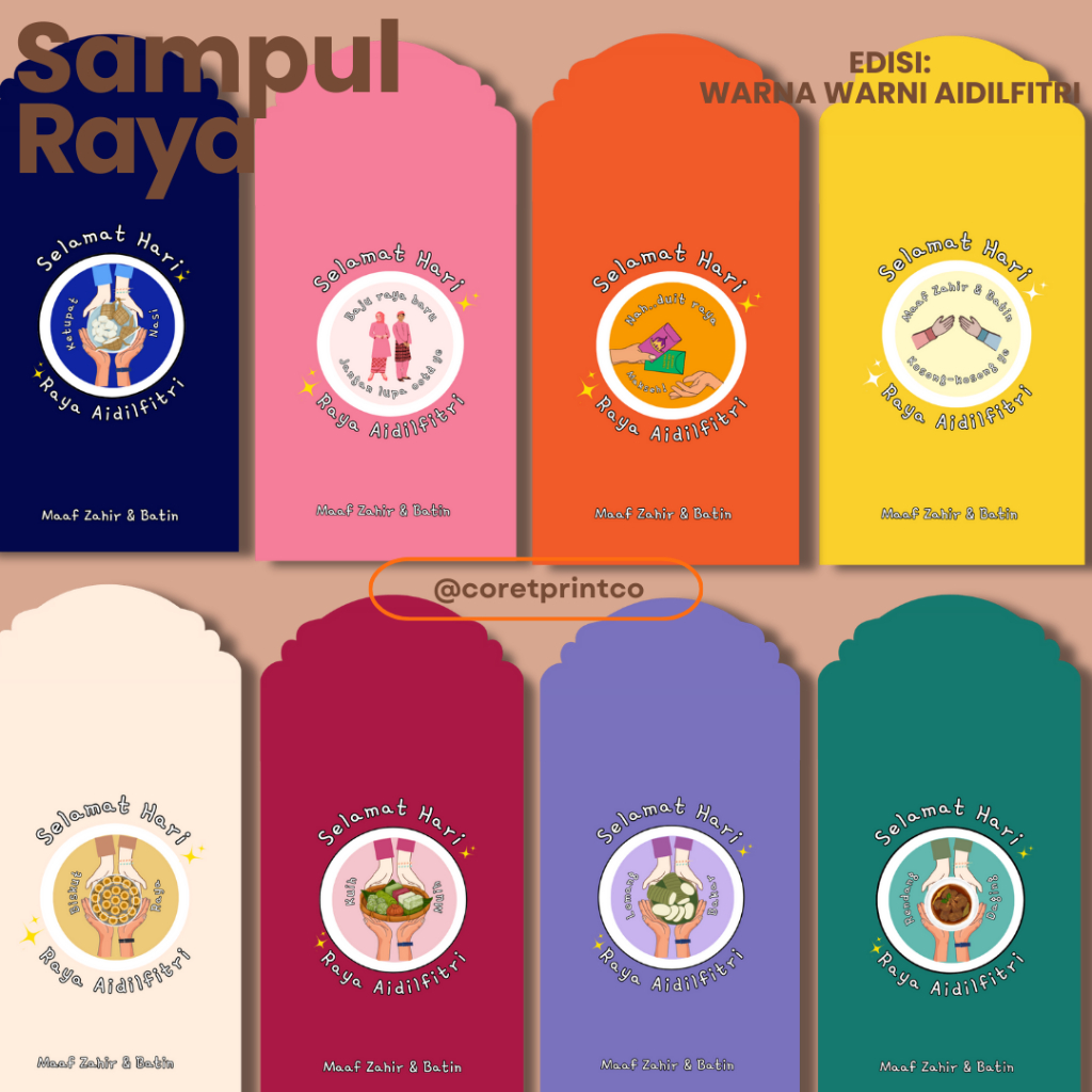 Sampul Raya Minimalist Viral 2024 Edisi Warna Warni Aidilfitri | Shopee ...