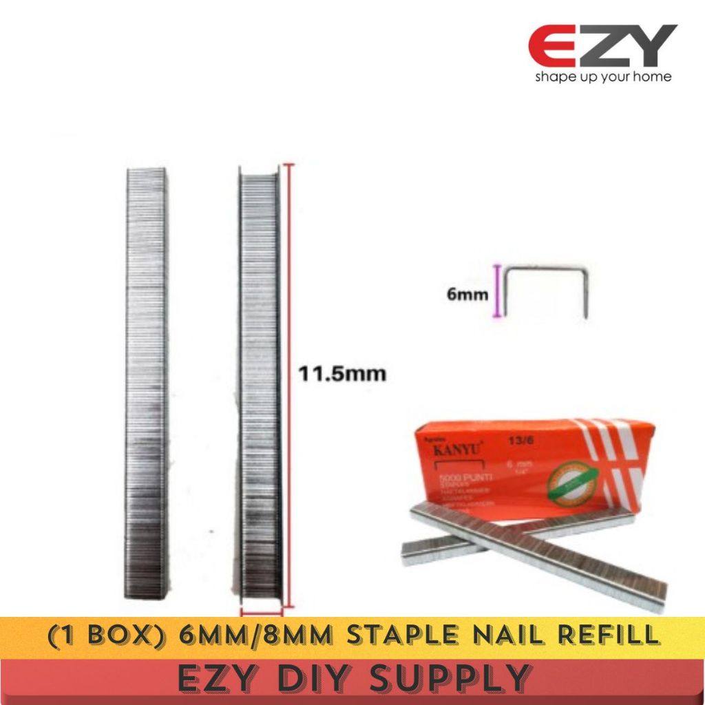 (1PCS) 13/6 13/8 Staple Gun Refill Nail 6mm 8mm Fineline Hand Stapler ...