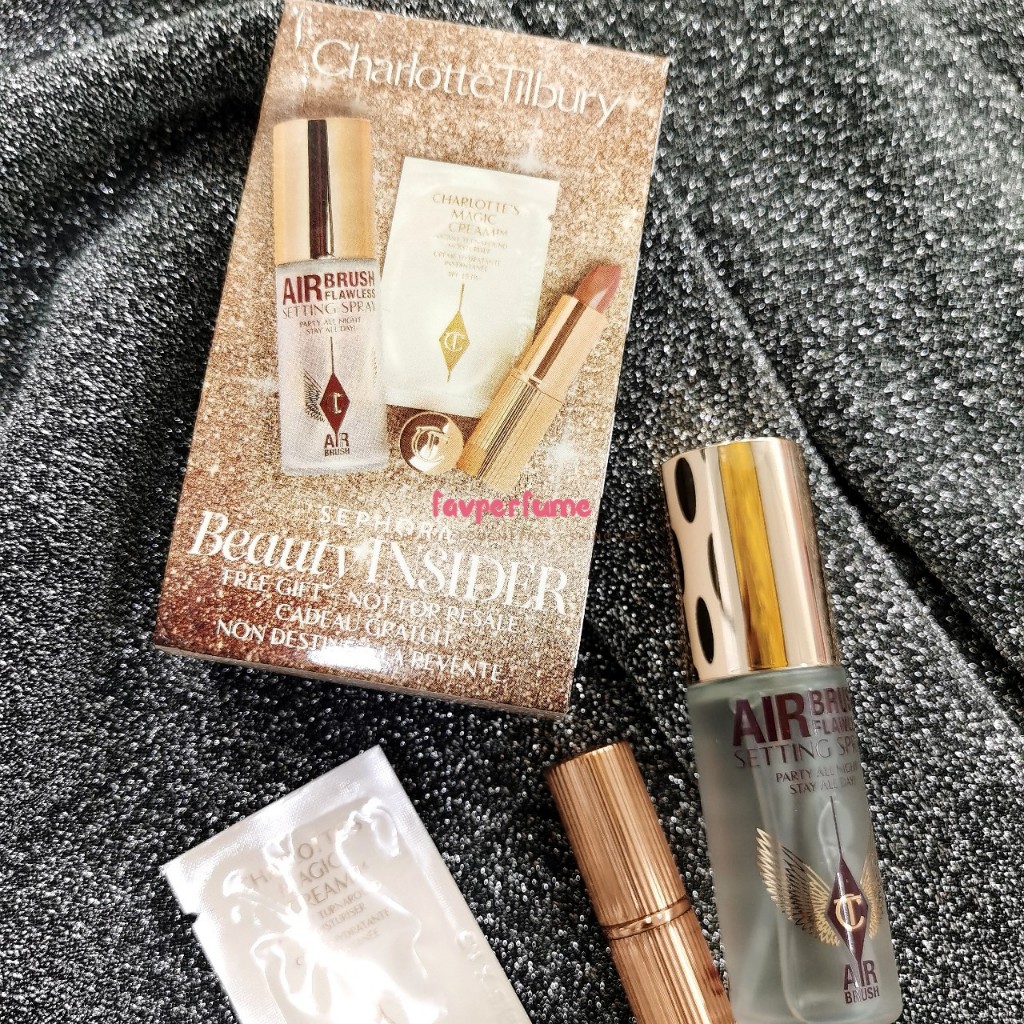 Charlotte Tilbury Mini Set - Setting Spray 15ml,Pillow Talk Matte Lipstick 1.5g & Magic Cream ...