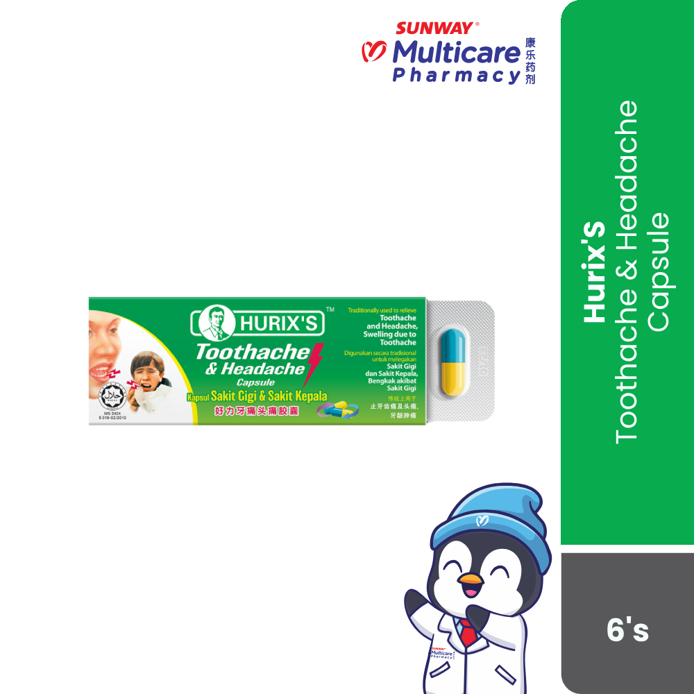Hurix'S Toothache & Headache Capsule 6'S Stp | Shopee Malaysia