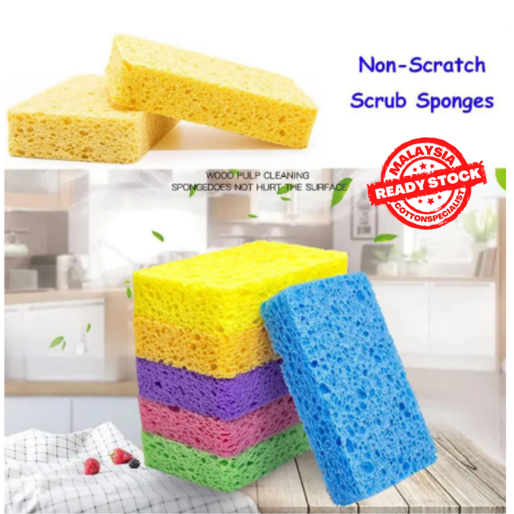 [ READY STOCK ] Kitchen Cleaning Cellulose Sponge Natural Wood Pulp ...