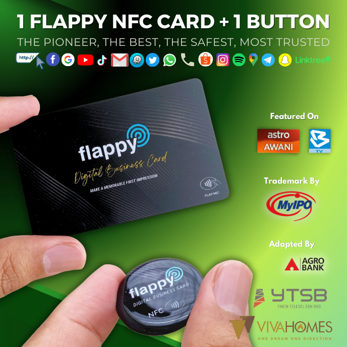 Flappy NFC Digital Business Card - Combo 1 Card + 1 Button | Shopee Malaysia