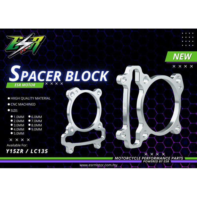 ESR MOTOR SPACER BLOCK GASKER BLOCK LC135 Y15ZR 79MM VPRO 0.3MM 0.4MM 0 ...