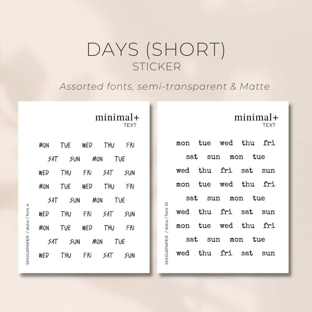 (Short) Days of The Week Sticker Journal Planner Sticker | Shopee Malaysia