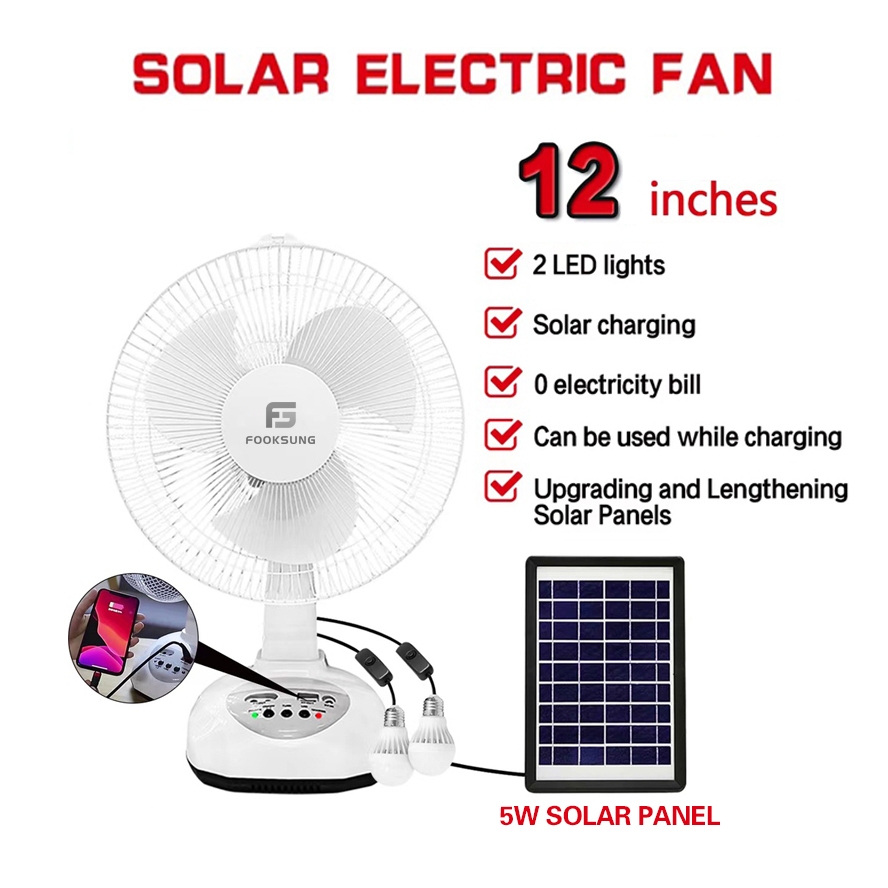 Solar Fan portable 16'' With Panel Rechargeable Solar Fan Long Battery ...