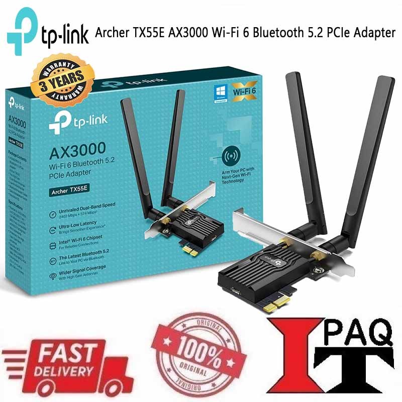TP-Link Archer TX55E AX3000 Wi-Fi 6 Bluetooth 5.2 PCIe Adapter | Shopee ...