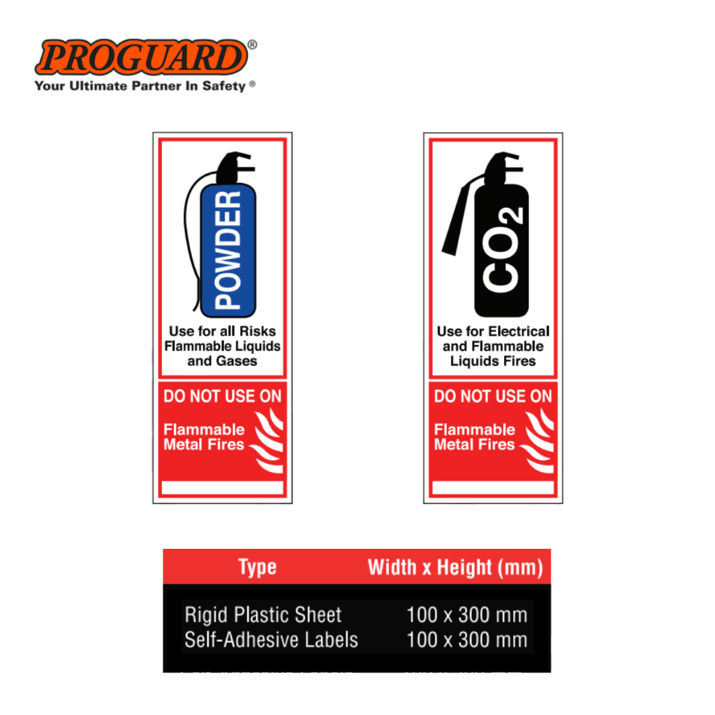 Proguard Powder CO2 Fire Extinguisher Flammable Safety Sign FS1858 PVC ...