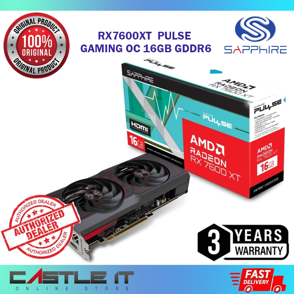 Sapphire Pulse Radeon RX 7600 XT Gaming OC 16GB GDDR6 Dual Fan RDNA3 ...