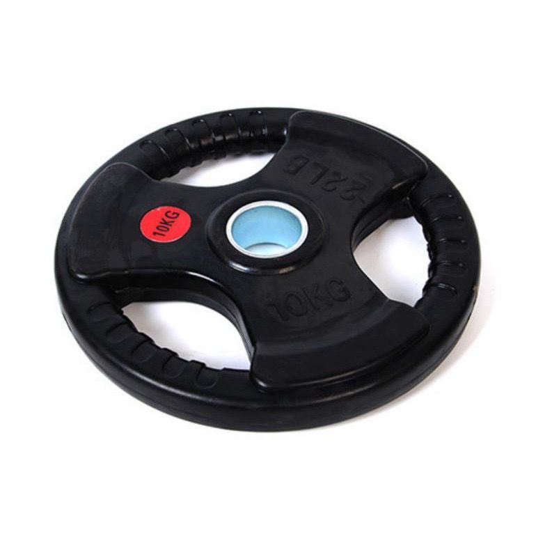10KG Olympic Weight plates 5cm Rubber Coated Iron Plates Tri Grip ...