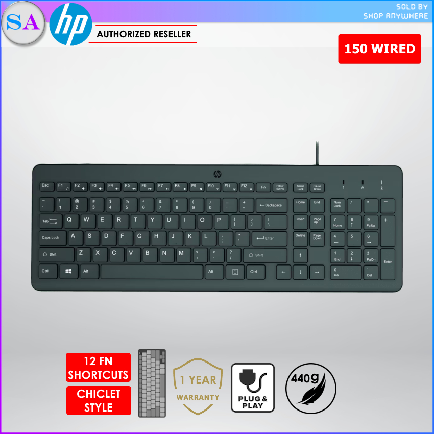 HP 150 Wired Keyboard 664R5AA - BLACK | Shopee Malaysia