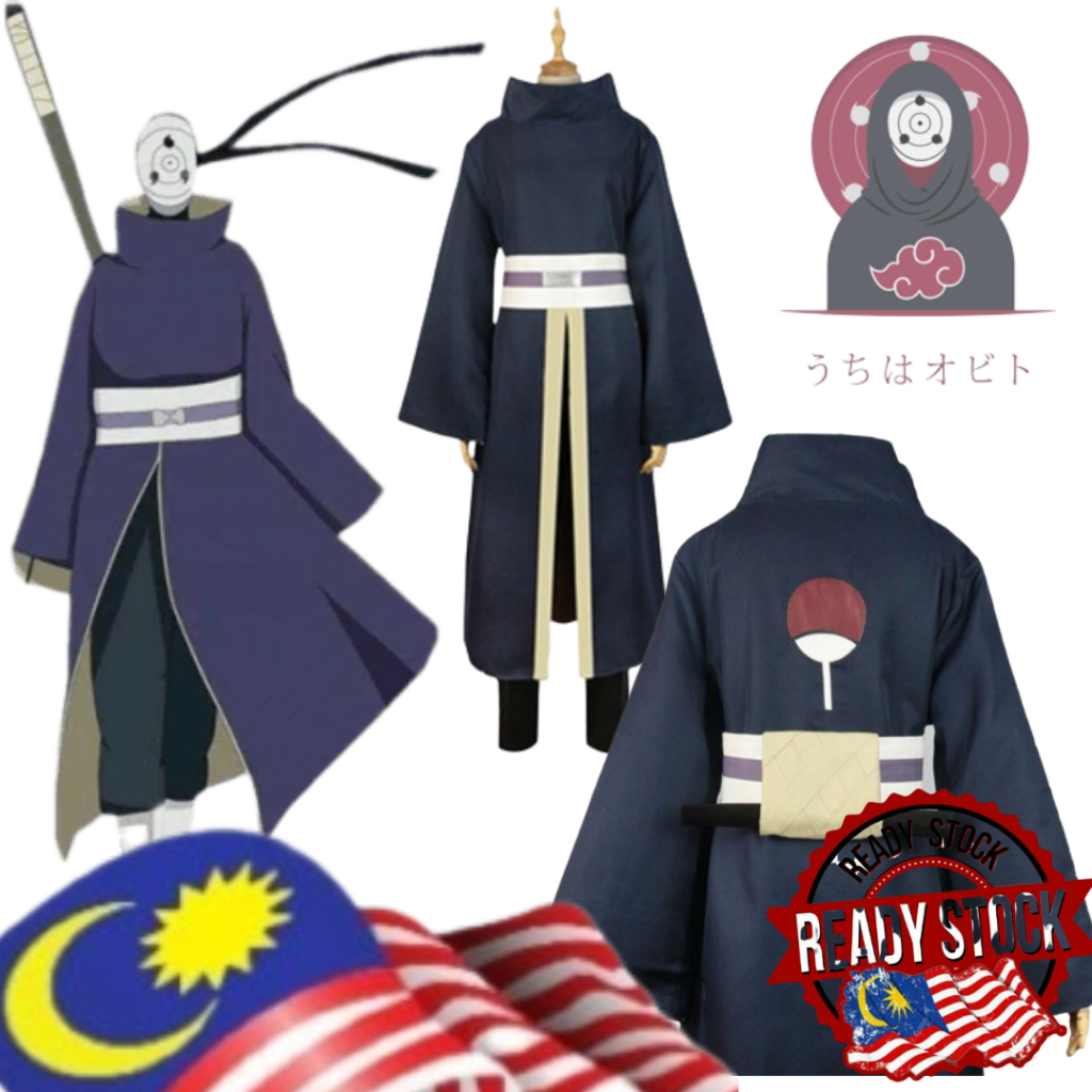 Adult Naruoto Akatsuki Ninja Uchiha Obito Cosplay Costume Mask Kimono ...