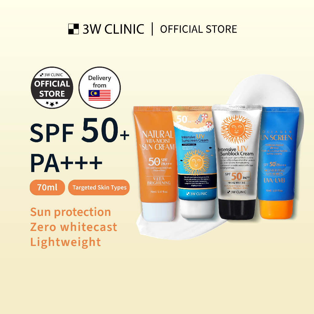 3W CLINIC Sunscreen SPF 50 Sunblock Intensive UV Suncream SPF50 + PA ...