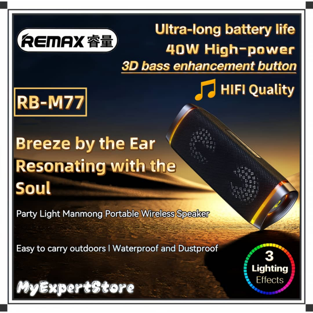 Remax RB-M77 Party Light Manmong Portable Wireless Speaker With 3D Bass ...
