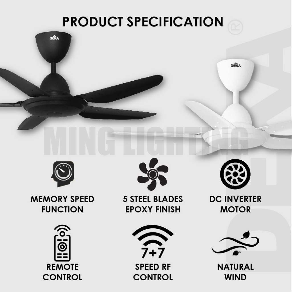 (Sirim) DEKA Ceiling Fan SCX 42" Remote Control 7+7 Speed 5 Steel Blade ...