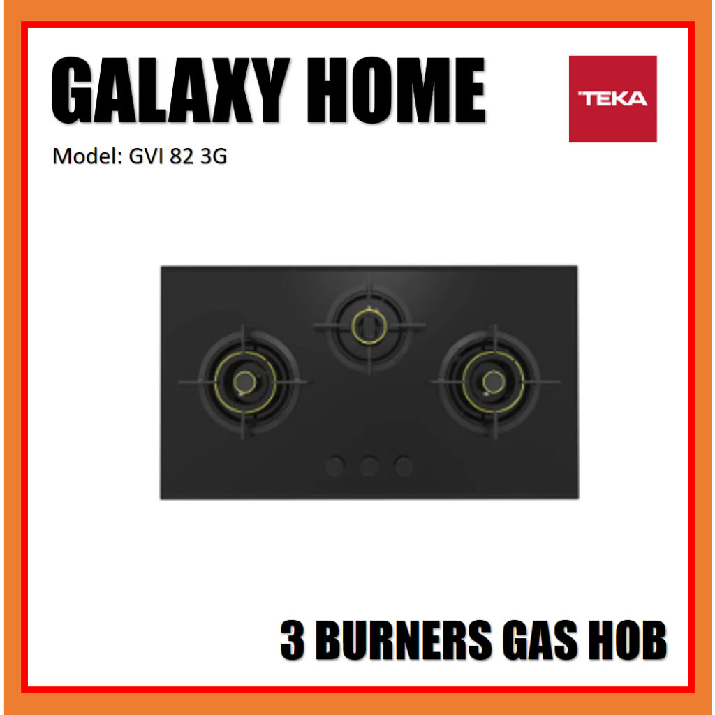 TEKA 3.4kW GVI 82 3G AI AL 3TR 3-Burner Built-In Gas Hob (Tempered ...