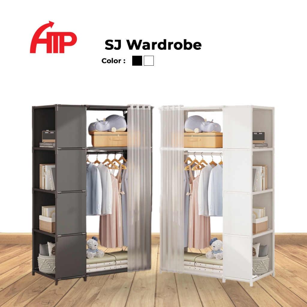 ATP Stainless Steel SJ Wardrobe DIY Multi-Layer Cabinet - Black/White ...