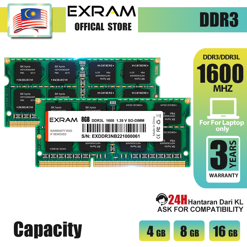 EXRAM DDR3L DDR3 4GB 8GB 1600MHz PC3L/PC3-12800 1.35V/1.5V SODIMM ...