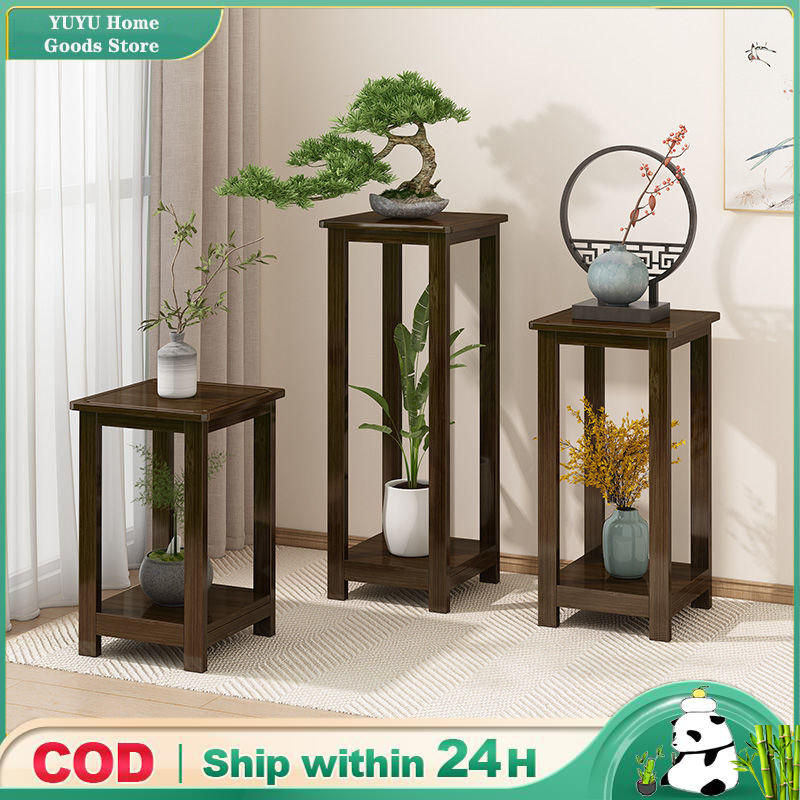 Flower Rack Wood Mini Side TableRak Bunga pot stand display indoor ...