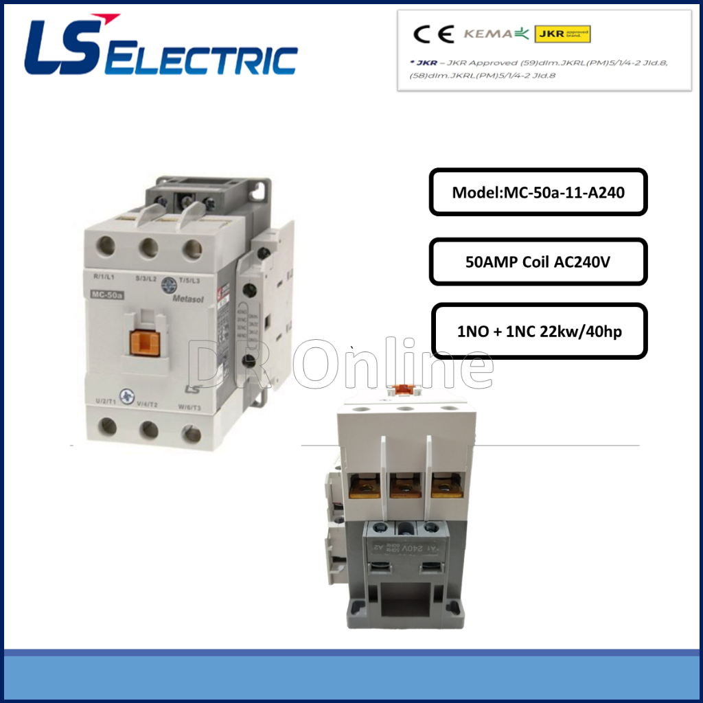 LS CONTACTOR 75KW/100HP ~ 150A ~ 1NO+1NC ~ 240VAC, (MC-150a-11-A240 ...