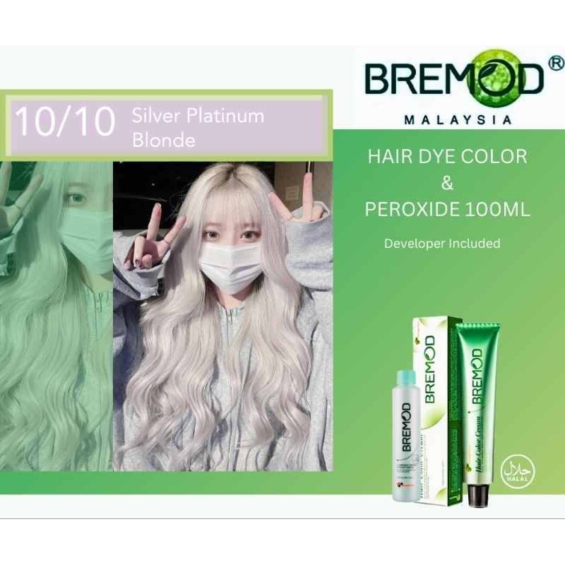 Bremod Hair Color 10/10 Sliver Platinum Blonde | Shopee Malaysia