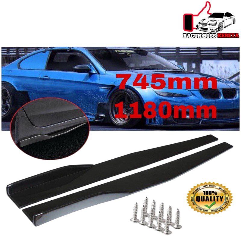 ( 2 Size ) 1Pair car auto Universal Black Side Skirt Rocker Splitters ...