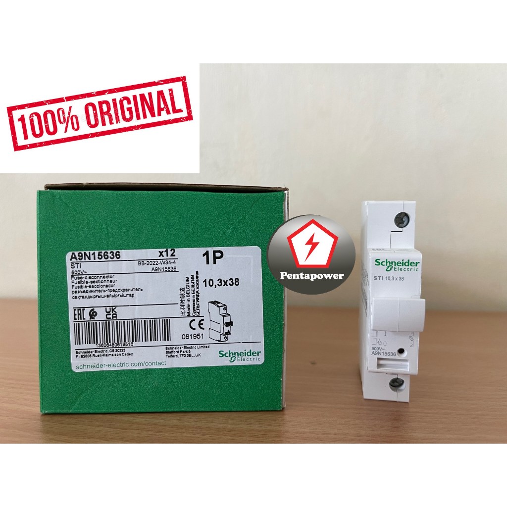 SCHNEIDER A9N15636 Acti 9 - fuse-disconnector STI - 1 pole - 25 A - for fuse 10.3 x 38 mm fuse ...