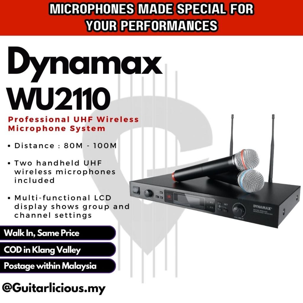 DYNAMAX PHWLDX-WU2110 Professional UHF Wireless Microphone System With ...