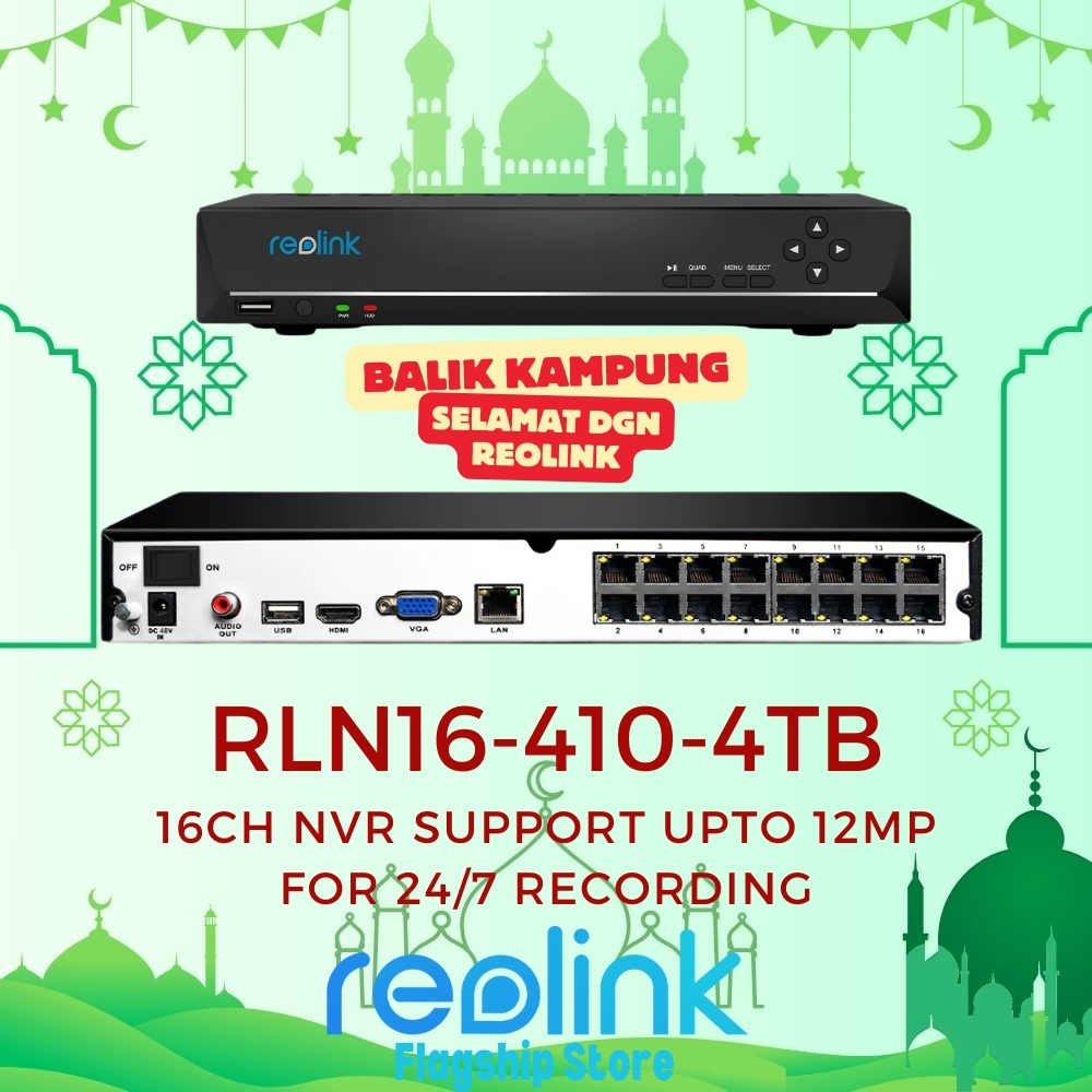Reolink NVR RLN16-410-4T 16-Channel 5MP/8MP/12MP PoE WiFi Security NVR ...