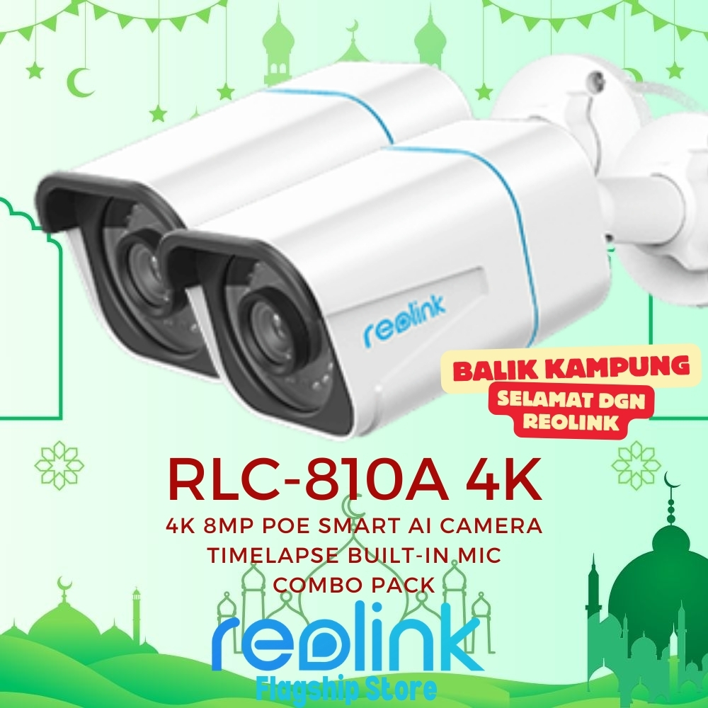 Reolink RLC-810A (2 PACK)4K PoE Security Camera Smart Human/Vehicle Detection, 100ft IR Night ...