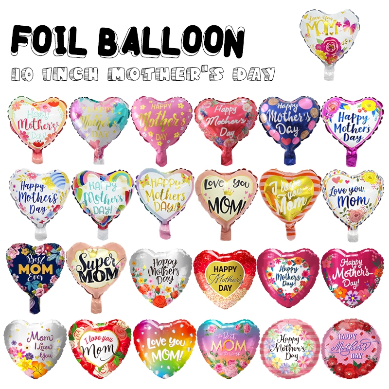 [PANDA] 10 Inch Printed Happy Mother's Day & Love You Mom Foil Balloon Foil Belon For Belon ...