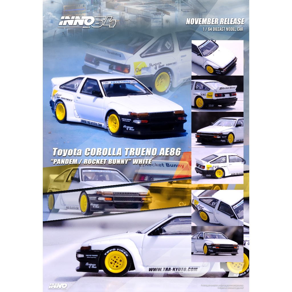 (NOT SEALED FOC PROTECTOR) INNO MODELS INNO64 1/64 IN64-AE86P-WHI TOYOTA COROLLA TRUENO AE86 ...