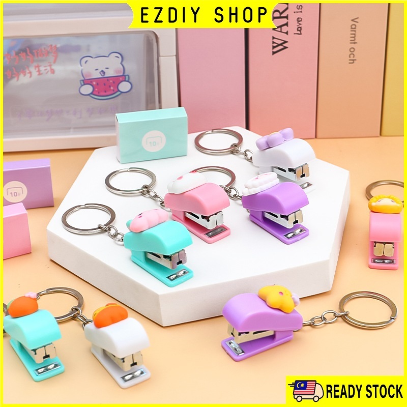 Creative Cartoon Mini Stapler Cute Staple Stationery with Key Chain ...