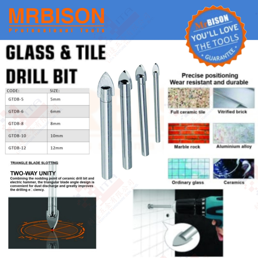 MRBISON BRAND GLASS & TILE DRILL BIT MOSAIC DRILL BIT CERAMIC MATA ...