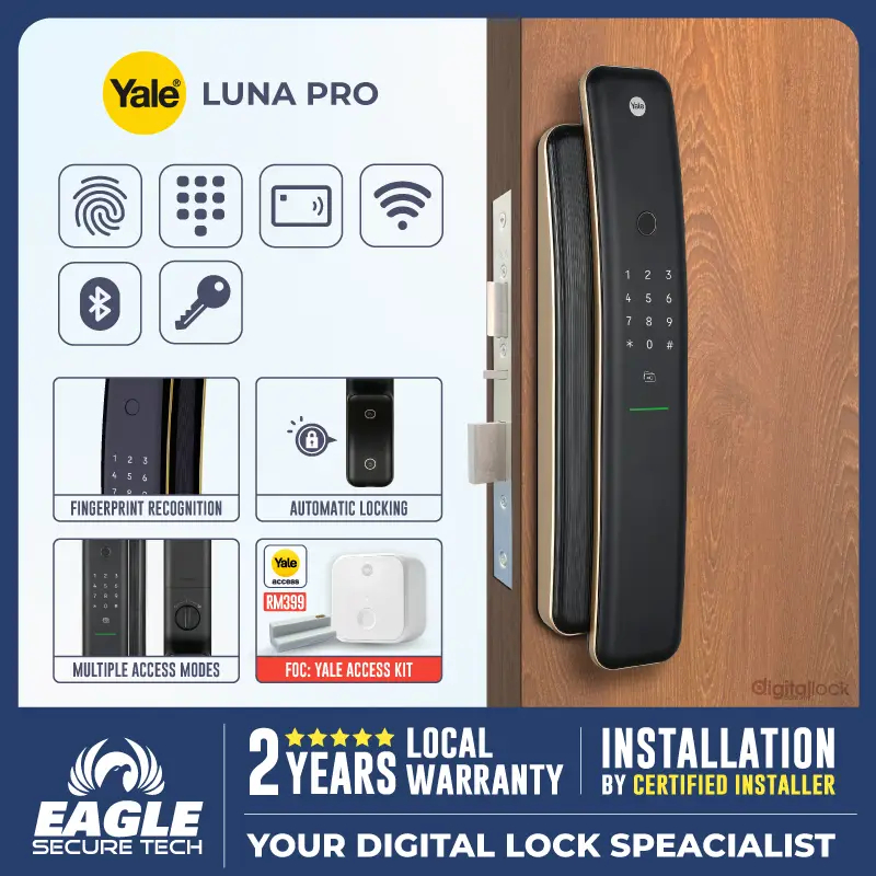 YALE LUNA PRO | Smart Lock with Fingerprint by Yale Access App | Shopee ...