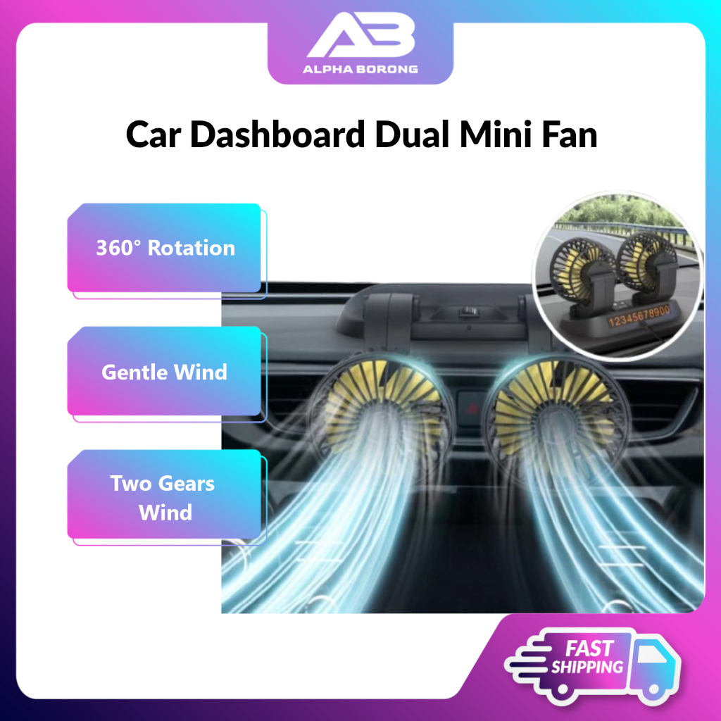 Car Strong Dual Fan Air Conditioning Double Booster Cooler 360° Desktop ...