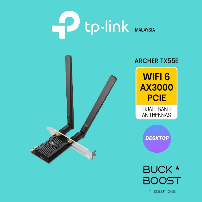 TP-LINK (Archer TX55E) AX3000 Wi-Fi 6 Bluetooth 5.2 PCIe Adapter for ...