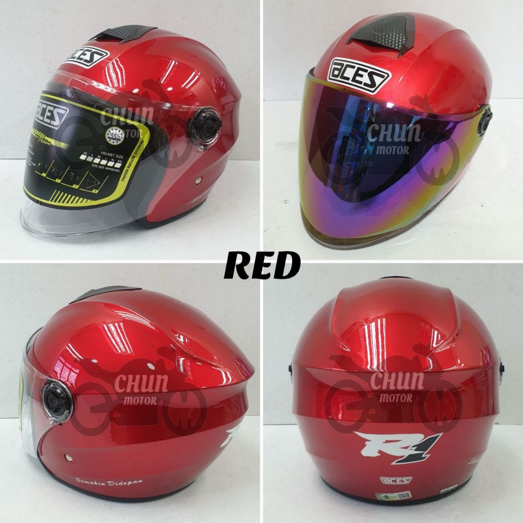 Original Aces R1 Open Face Helmet with Rainbow Visor / Tinted Smoke ...