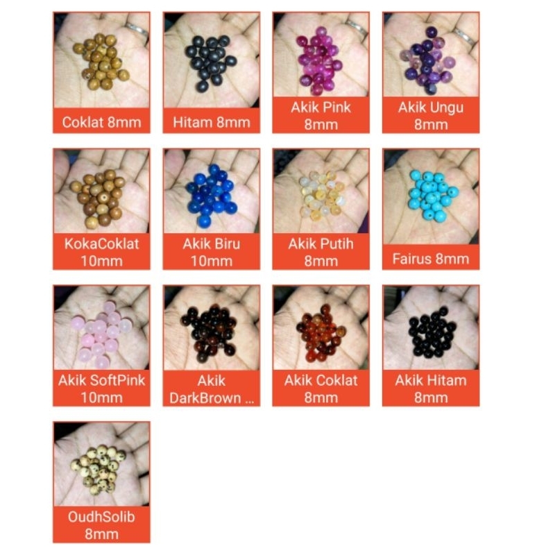Biji/Butir Tasbih Koka /Batu Akik/ Fairus (12 Pilihan) | 8mm/10mm ...