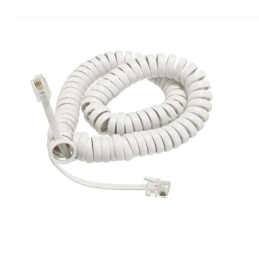 3Metre White Telephone Spiral Wire Phone Handset Curly Cord Cable 3M ...