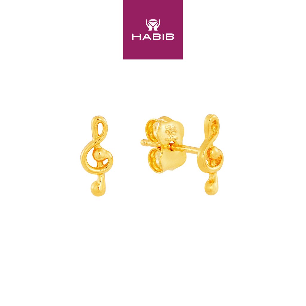 HABIB Oro Italia 916 Yellow Gold Earrings (Music Note) GE71290720 ...