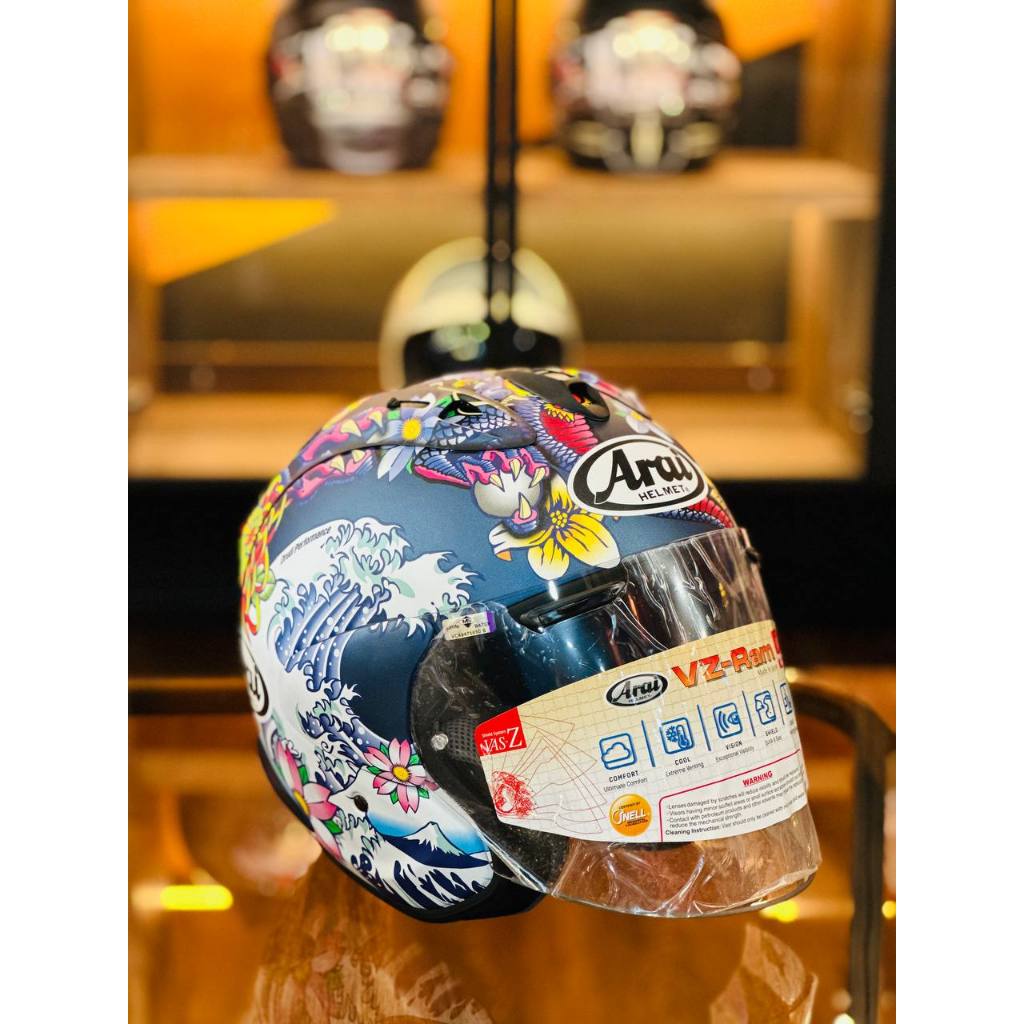 ARAI VZ-RAM ORIENTAL FLAT BLUE OPEN FACE HELMET 100% ORIGINAL FROM JAPAN WITH 5 YEARS WARRANTY ...