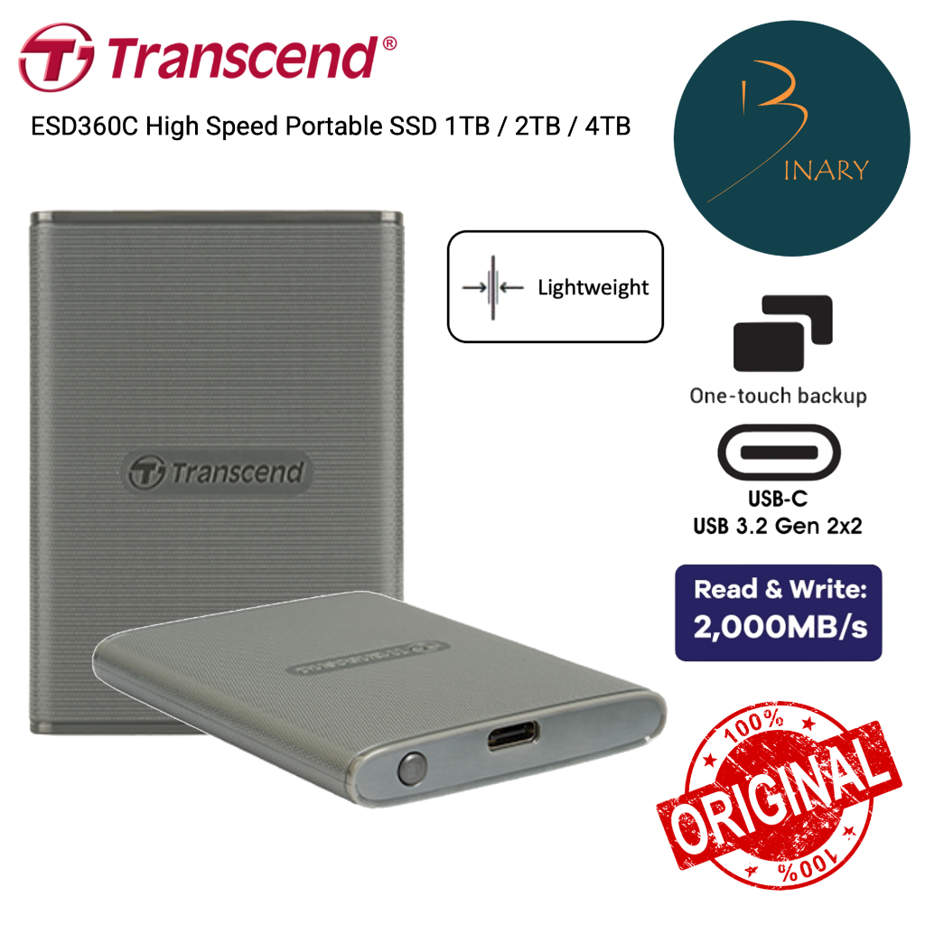 TRANSCEND ESD360C Portable SSD USB 3.2 Gen 2x2 Read & Write: 2,000 MB/s (1TB/2TB/4TB) for PS5 ...
