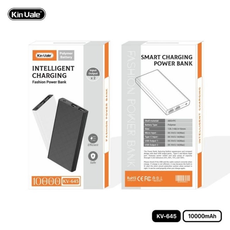 Kin Vale Intelligent 10000Mah Fashion Powerbank With 2 Port Input ...