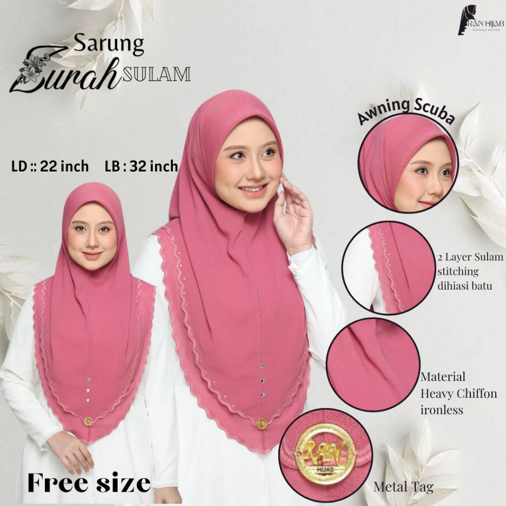 Tudung Sarung Chiffon Sulam Bawal Instant Freesize Awning Scuba ...