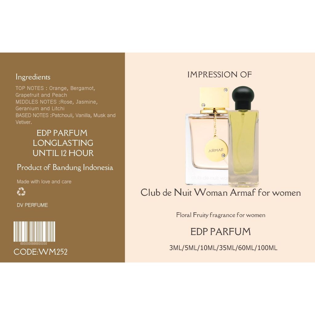 DV PERFUME WM252 CLUBS D NUIT | Shopee Malaysia