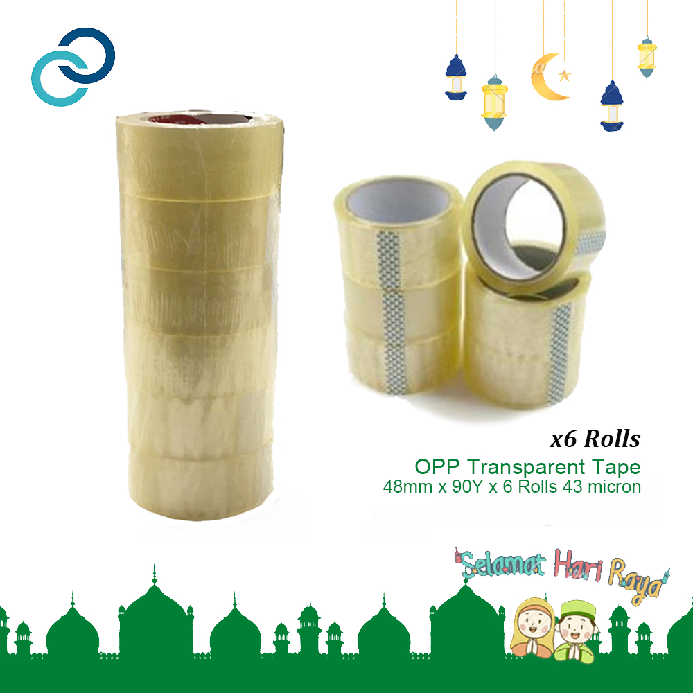 OPP Transparent Tape 48mm x 90Y x 6 Rolls 43 micron | Shopee Malaysia