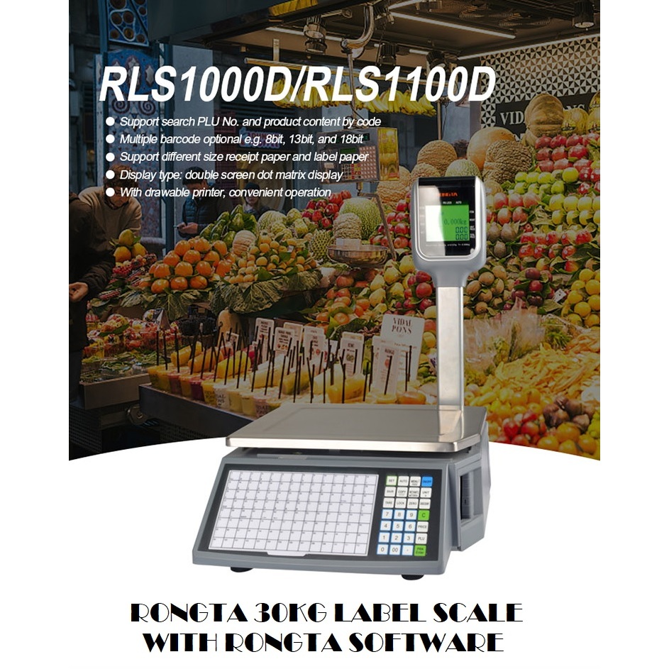 ASHICA RONGTA RLS1100D 30KG BARCODE WEIGHING SCALE WITH 1 YEAR STAMPING ...